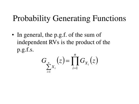 Ppt Probability Generating Functions Powerpoint Presentation Free