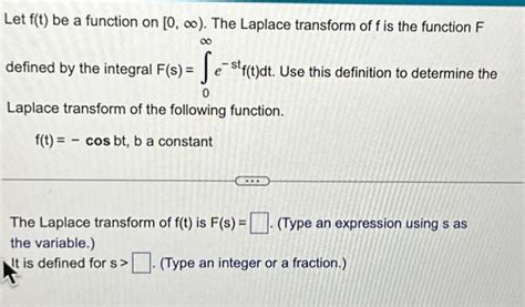 solved let f t be a function on [0 ∞ the laplace