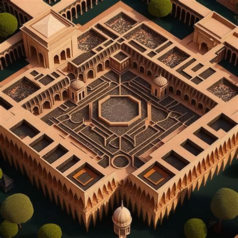 이슬람 건축의 기하학적 패턴은 스페인 그라나다의 유명한 기념물인 알함브라의 아이소메트릭 디자인으로 아름답게 표현됩니다