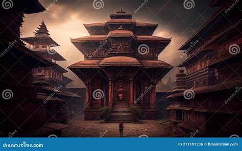 Traditional Nepali Architecture At Kathmandu In Nepal Stock Illustration Illustration Of
