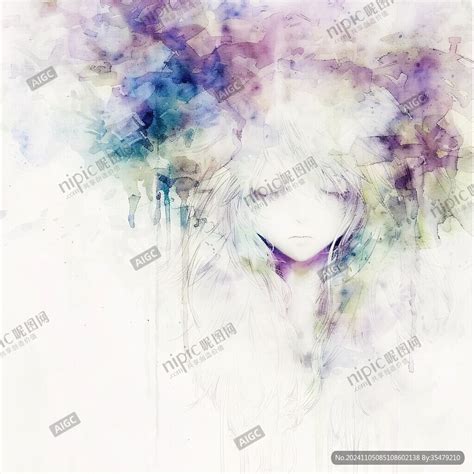 Ai创作图漫画唯美动漫水彩画 梦幻忧伤迷离恍然 忧郁画技巧 唯美女孩动漫人物 梦幻色彩想 孤独的灵魂插画 水彩唯美人物 手绘梦幻少女 冷色调