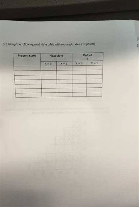 Fill Up The Following Next State Table With Reduced