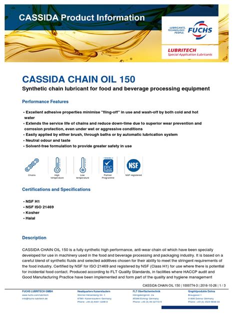 Cassida Chain Oil 150 Pdf