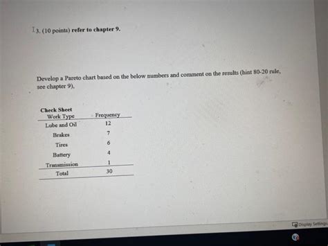 Solved 3 10 Points Refer To Chapter 9 Develop A Pareto