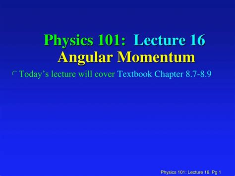 PPT Physics Lecture Angular Momentum PowerPoint Presentation ID