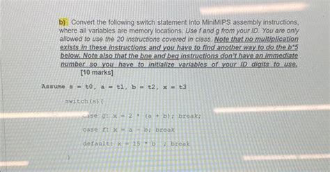 Solved B Convert The Following Switch Statement Into