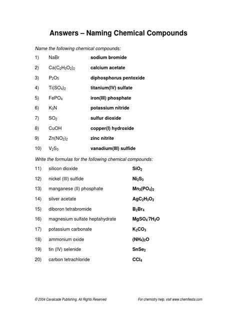 Answers Nomencalture Extra Practice Pdf Pdf Oxide Nitrogen Worksheets Library