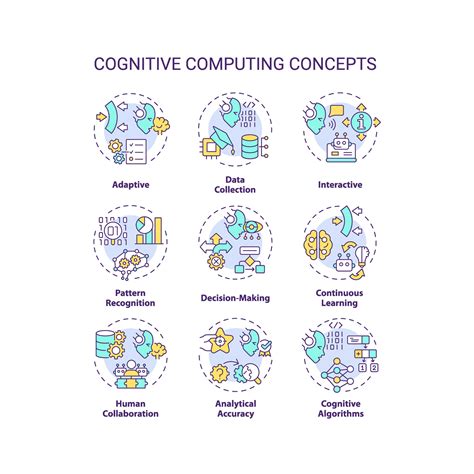 Collection Of D Editable Colorful Thin Line Icons Representing Cognitive Computing Isolated