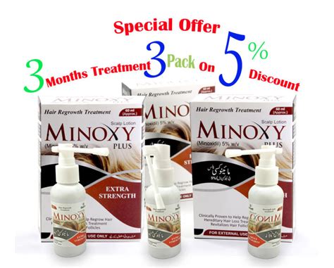 5 Off 3 Pack Hair Growth Minoxy Plus 5 Minoxidil Spray For Men Women