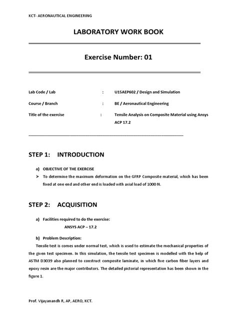 Procedures Involved In The Ansys Acp172 Pdf Composite Material