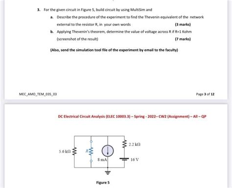 solved 3 for the given circuit in figure 5 build circuit