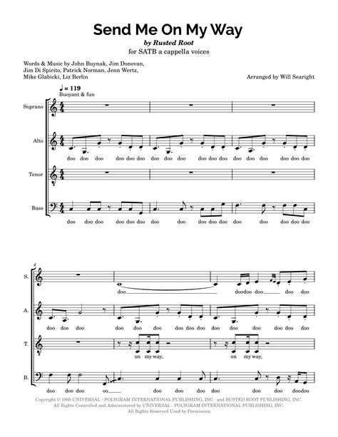 Send Me On My Way Arr Will Searight By Rusted Root Sheet Music For