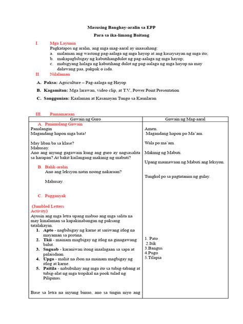 Detailed Lesson Plan In Grade 5 Epp Pdf