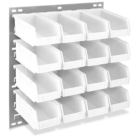 Wall Mount Panel Rack 18 X 19 With 7 12 X 4 X 3 White Bins H 4687w