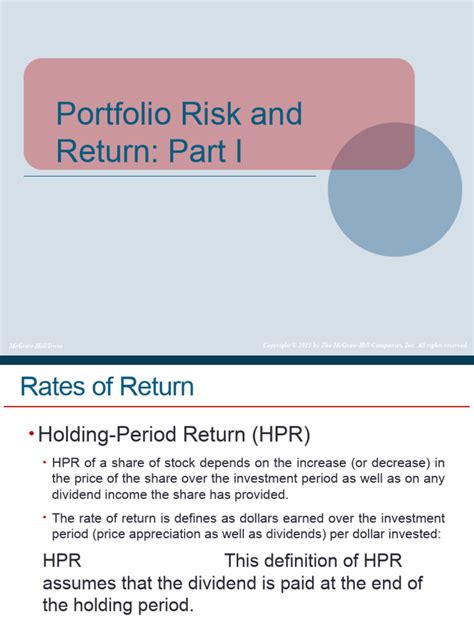 Portfolio Risk And Return Part 1 Pdf Modern Portfolio Theory Risk