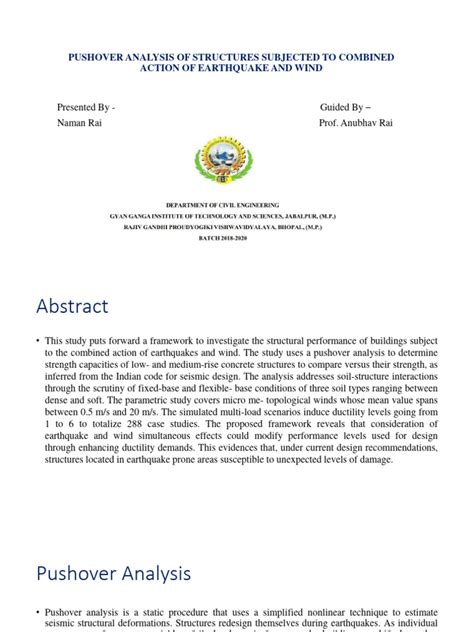 Pushover Analysis Of Structures Subjected To Combined Action Pdf