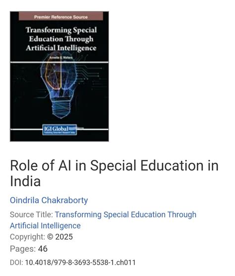 My Latest Publication Dr Oindrila Chakraborty