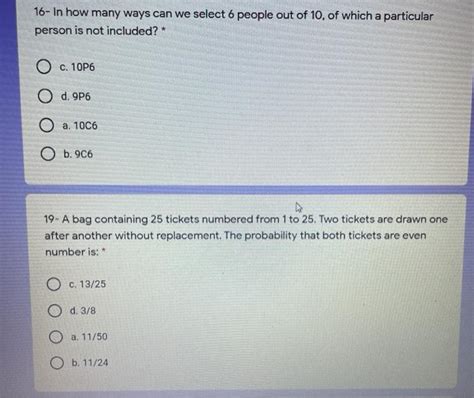 solved 16 in how many ways can we select 6 people out of