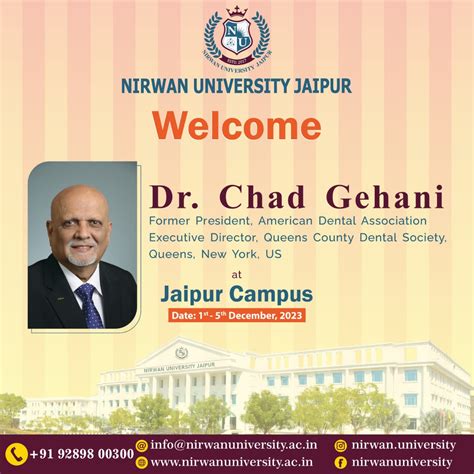 Excited To Welcome Dr Chad Nirwan University Jaipur