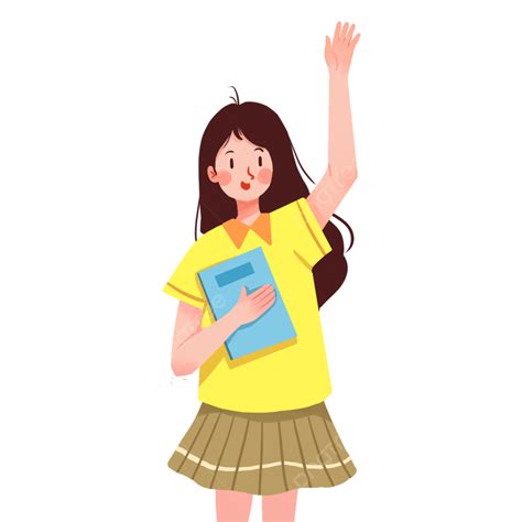 Cartoon Girl Raising Hand