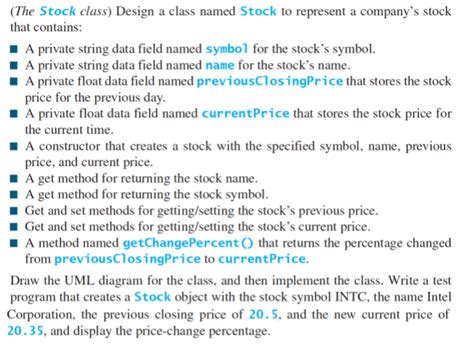 Solved In Python The Stock Class Design A Class Named