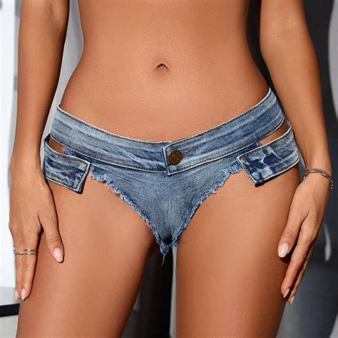 853 Sexy Low Waist Perforated Plus Size Ultra Short Denim Shorts