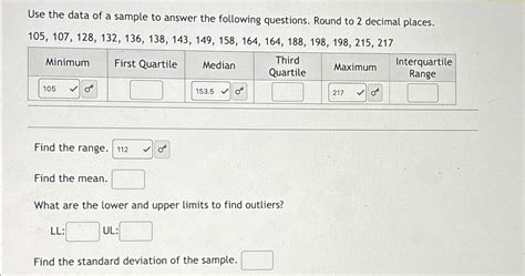 Solved Use The Data Of A Sample To Answer The Following Chegg