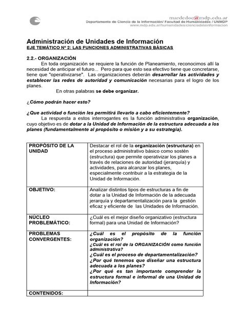 Funciones Administrativas Pdf Division De Trabajo Planificación