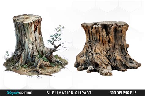 Watercolor Tree Stump Clipart PNG Design Graphic By Regulrcrative Creative Fabrica