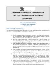 Assignment Docx COMMERCE AND BUSINESS ADMINISTRATION CSIS Systems Analysis And