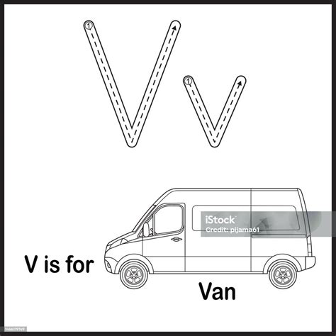 플래시 카드 문자 V는 밴 벡터 일러스트레이션입니다 그리기에 대한 스톡 벡터 아트 및 기타 이미지 그리기 드로잉 미니 밴