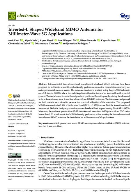 Pdf Inverted L Shaped Wideband Mimo Antenna For Millimeter Wave 5g Applications
