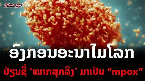 ອົງກອນອະນາໄມໂລກ ປ່ຽນຊື່ “ໝາກສຸກລີງ” ມາເປັນ “mpox” Updatelaos