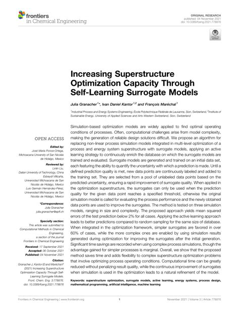 Pdf Increasing Superstructure Optimization Capacity Through Self