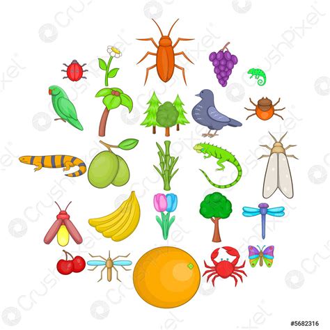 Vegetable Kingdom Icons Set Cartoon Style Stock Vector 5682316 Crushpixel