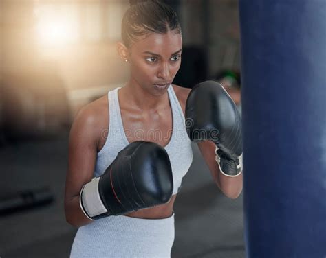 Fight Black Woman And Boxing For Fitness Focus And Motivation For Exercise Workout Or