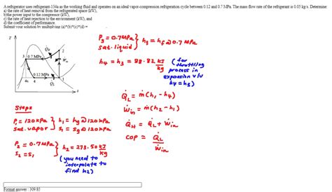 SOLVED A Refrigerator Uses Refrigerant A As The Working Fluid And Operates On An Ideal Vapor