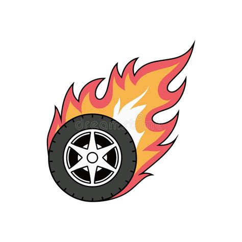 Illustration Of Race Car Tire Flame Fire Stock Vector Illustration Of