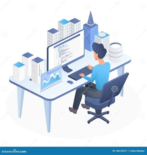 Smart City Programming Isometric Vector Illustration Stock Vector Illustration Of Occupation