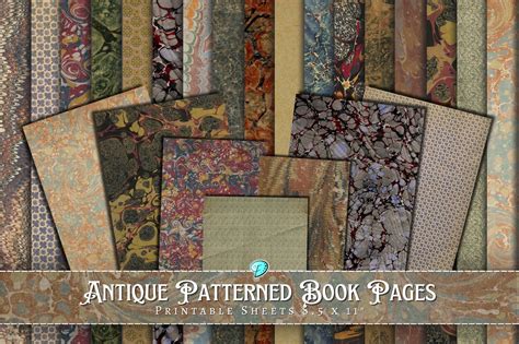 Antique Patterned Book Pages Printables Graphic By Emily Designs