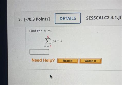 Solved Find The Sum K K Soetdometer Reoongs Tar A Chegg Com