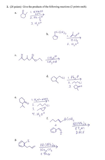 Solved 2 28 Points Give The Products Of The Following