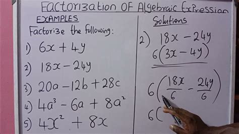 Factorization Of Algebraic Expressions Youtube