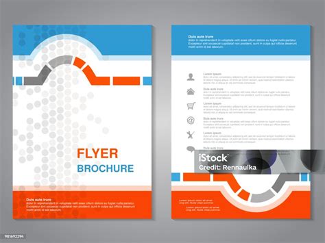 벡터 현대 브로슈어 간단한 점선된 디자인 추상 전단지 레이아웃 템플릿입니다 A4 크기에 대 한 가로 세로 비율입니다 블루 오렌지