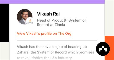 Vikash Rai Head Of Productt System Of Record At Zinnia The Org