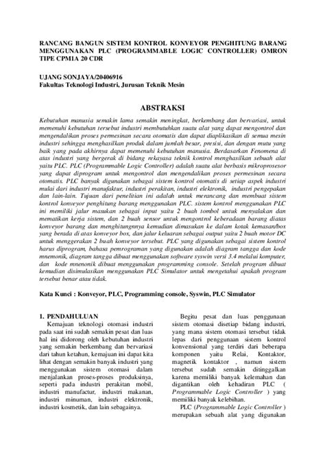 Pdf Rancang Bangun Sistem Kontrol Konveyor Penghitung Barang