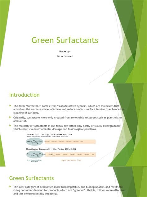 Green Surfactants Pdf Surfactant Chemistry