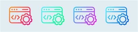 Maintenance Line Icon In Gradient Colors Repair Work Signs Vector
