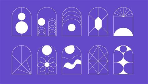 Premium Vector Line Arch Frame Set Bohemian Linear Shapes With Geometric Elements Stars And