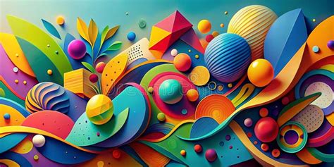Modern Abstract Art With Overlapping Shapes In Vibrant Summer Colors Creating A Dynamic And